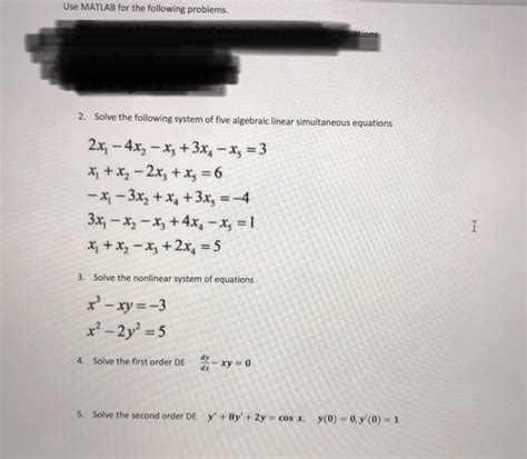 Solved Use MATLAB For The Following Problems Solve The Chegg