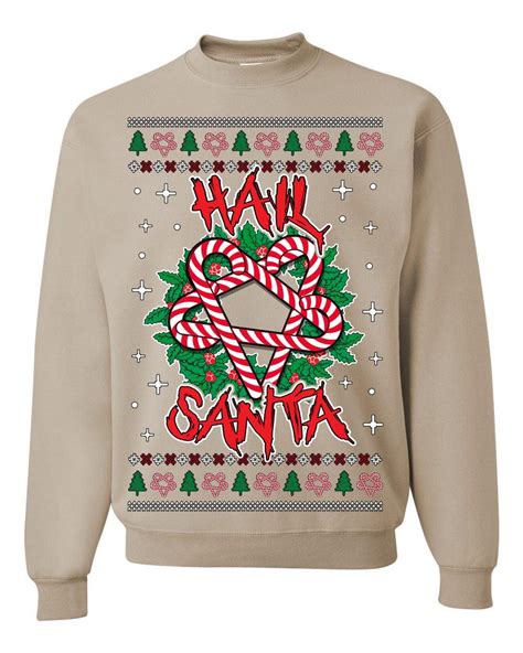 Hail Santa Funny Satanic Candy Cane Wreath Devil Heavy Metal Rock