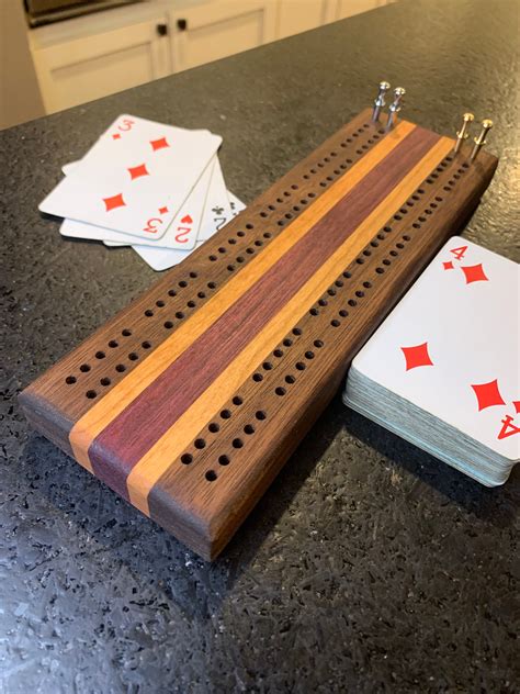 2 Player Cribbage Board Purpleheart Cherry Walnut Travel Etsy