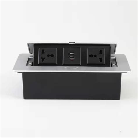 Table Pop Up Socket Dual USB Power Outlet Strip Hub Connection Box 220V