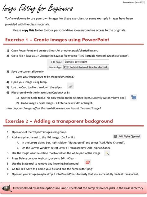 Image Editing Exercises Pdf Photo Editing Software Computer