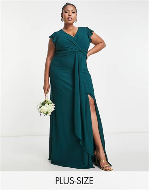 Tfnc Plus Robe Longue De Demoiselle Dhonneur Avec Volants Et Manches