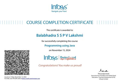 balabhadra lakshmi on linkedin infosysspringboard java programming certification growth…