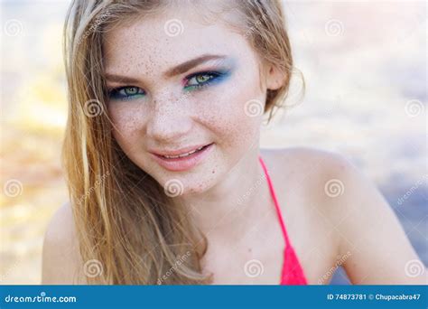 Beautiful Girl On The Beach Stock Image Image Of Caucasian