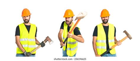 Naked Construction Worker On White Shutterstock