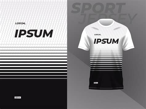 Дизайн шаблона макета черно белого трикотажа для спортивной рубашки Премиум векторы