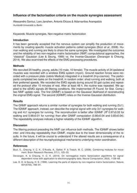 Pdf Influence Of The Factorisation Criteria On The Muscle Synergies Assessment