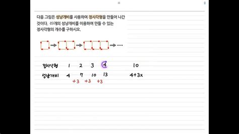 중1 1 성냥개비로 정사각형 만들기 Youtube