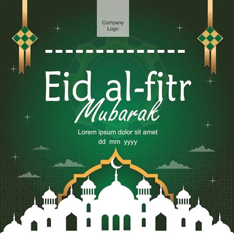 Premium Vector Happy Eid Al Fitr Elegant Poster Or Banner With Mosque Illustration And Ketupat