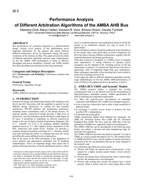 Pdf Performance Analysis Of Different Arbitration Algorithms Of The Amba Ahb Bus