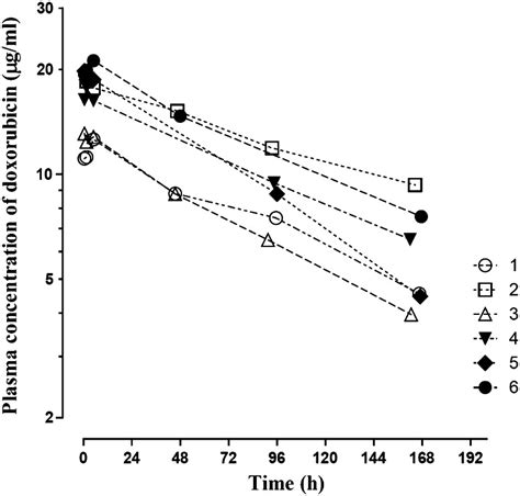 Individual Plasma Concentration Versus Time Profiles Of Doxorubicin