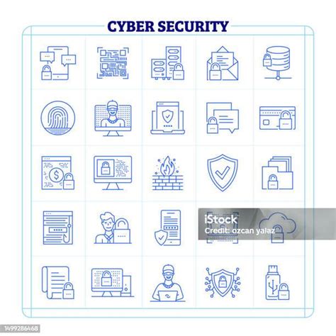 Cyber Security Thin Line Vector Icon Set Stock Illustration Download
