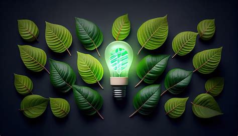 Premium Ai Image Modern Led Lights With Green Leaves Energy Saving