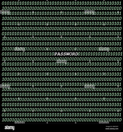 Binary Code And Password Text On Black Password Security Sign Steal A