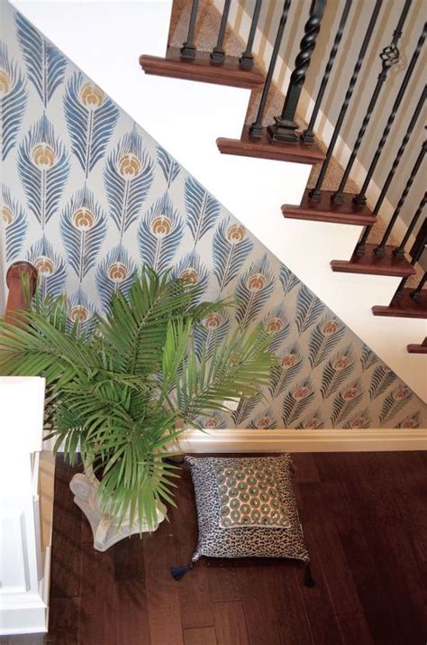 A Peacock Feather Allover Stenciled Accent Wall