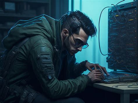 Premium Ai Image Smart Male It Programer Working On Desktop Computer In Data Center System