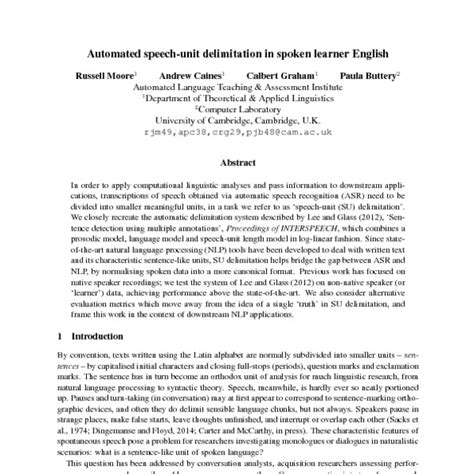 Automated Speech Unit Delimitation In Spoken Learner English Acl