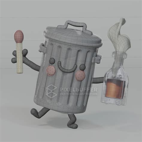 trashcanwire overlay pixelbuffer illustration and design