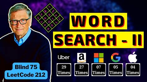 Word Search II 212 TRIE Interview Amazon Google Apple Facebook Microsoft Twitter Tik
