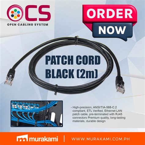 Ocs Cat6 Patch Cord Black 2m Murakami