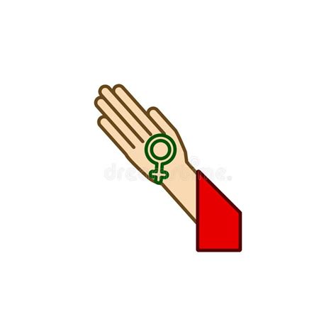 Feminisme Hand Vrouw Symbool Groep Kleurenpictogram Liquide Bacdge Een