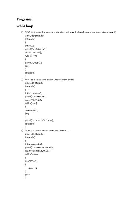 Programs On Loops Nested Loops Jump Statements Programs While Loop 1