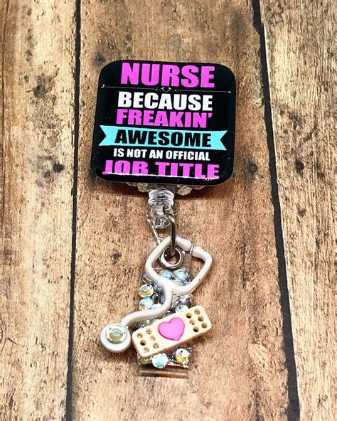 Awesome Nurse Id Badge Reel Retractable Badge Holder Hospital Name