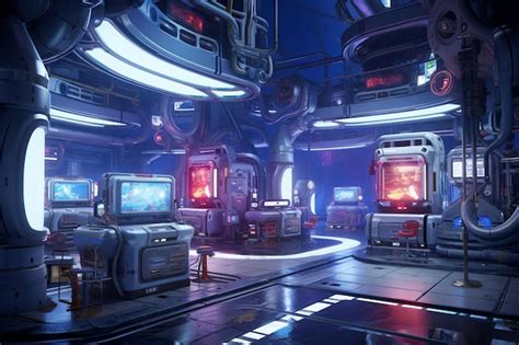 Premium Ai Image Futuristic Computer Gaming Setup Pc High