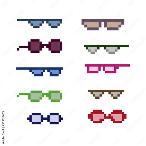 Vector Eyeglass Frame Or Sunglasses With Pixelated Glasses Pixel Art