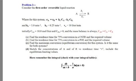 Solved Problem 3 Consider The First Order Reversible Liquid