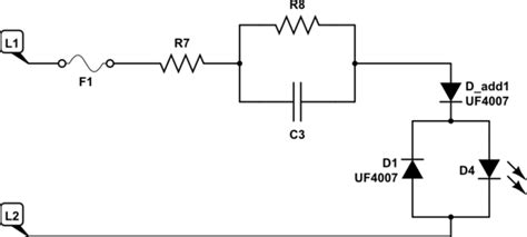 Led Ac Line Indicator Circuit Resistor Gets Fried Electrical