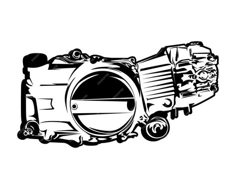 Premium Vector Black And White Motorcycle Engine Vector Drawing Graphic Illustration Premium Vector Black And White Motorcycle Engine Vector Drawing Graphic Illustration