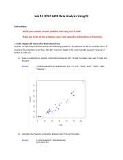 Lab 11 Docx Lab 11 STAT 2600 Data Analysis Using R Instructions