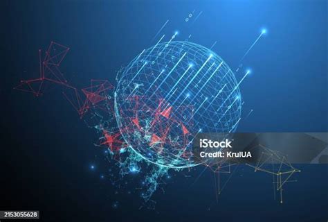 빅 데이터 숫자 구체 테마 와 연결된 선 에서 기술 작풍 배경 추상 3d 그리드 디자인 3차원 형태에 대한 스톡 벡터 아트 및