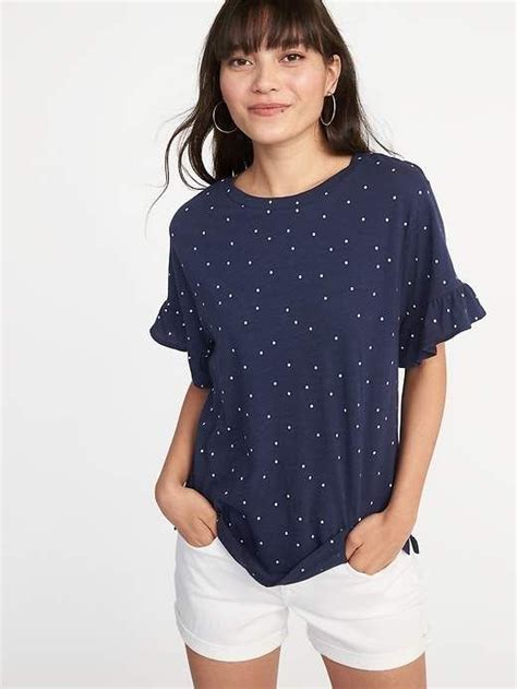 Old Navy Ruffle Sleeve Slub Knit Top For Women Knit Top Hat Fashion