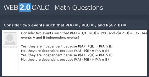 view question consider two events such that p a p b and p a