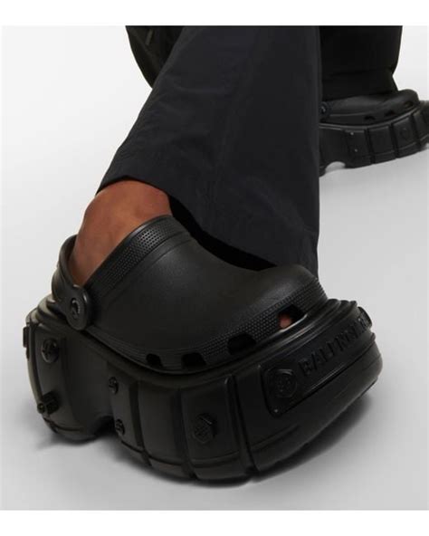 Balenciaga X Crocs Hardcrocs Platform Slides In Black Lyst Uk