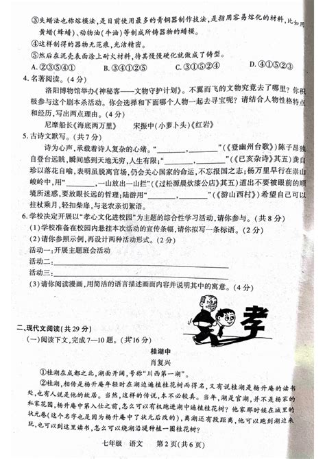 河南省洛阳市伊川县2022 2023年七年级下学期期末考试语文试题（pdf版无答案） 21世纪教育网