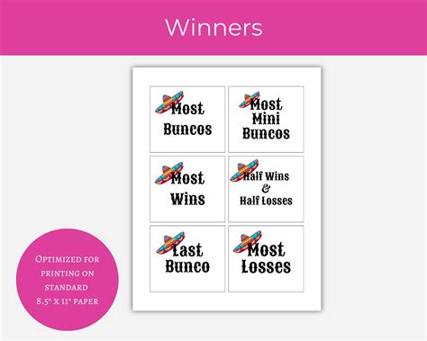 Fiesta Bunco Printable Bundle Score Cards Tally Sheets Table Cards