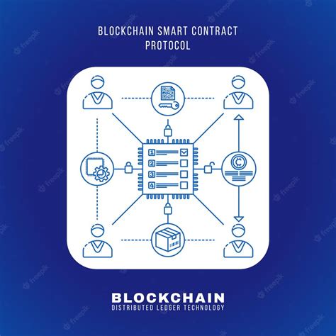 Premium Vector Vector Outline Design Blockchain Smart Contract Protocol Principle Explain