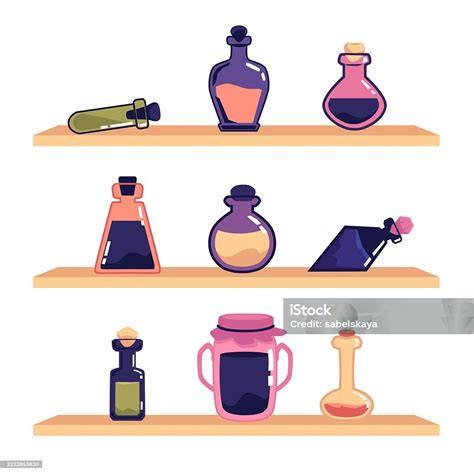 마법의 물약 병 또는 플라스크 독 만화 벡터 일러스트 레이 션이 고립되었습니다 그래픽 사용자 인터페이스에 대한 스톡 벡터 아트 및 기타 이미지 그래픽 사용자 인터페이스