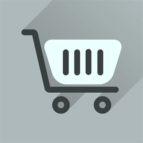 긴 그림자 쇼핑 카트 벡터와 평면 아이콘 Eps Ai Uidownload