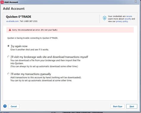 Quicken E Trade Update Error OL A Quicken