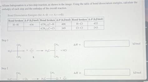 Solved Alkane Halogenation Is A Two Step Reaction As Shown