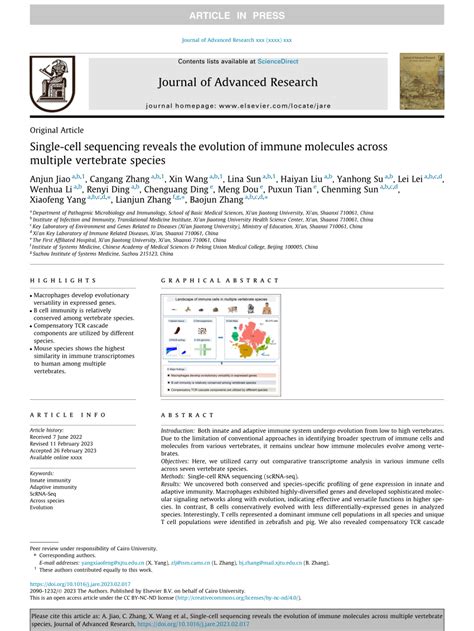 Pdf Single Cell Sequencing Reveals The Evolution Of Immune Molecules