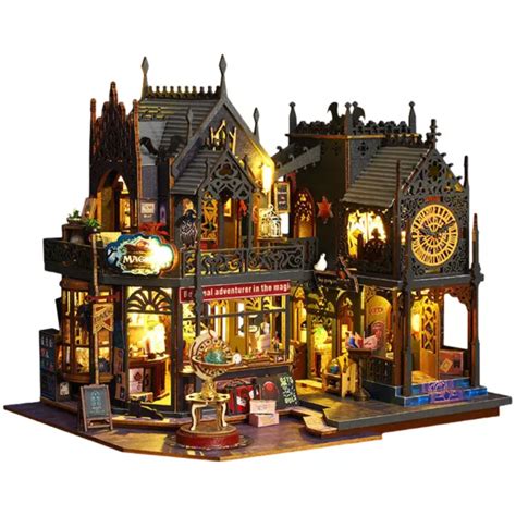 Miniature House Kit With Lights Diy Miniature Dollhouse Kits Tiny House