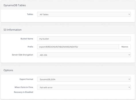 Export Dynamodb Tables 2 Action Skeddly