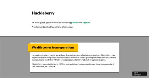 Huckleberry Codesandbox