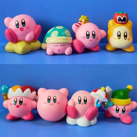 8pcs Set Games Star Kirby Anime Cute Cartoon Pink Kirby Mini Figure Toys Kirby Plush