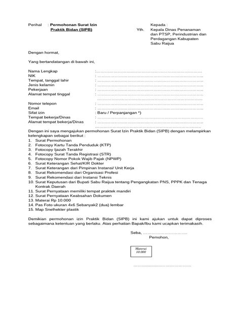 Permohonan Izin Praktek Bidan Sipb Pdf